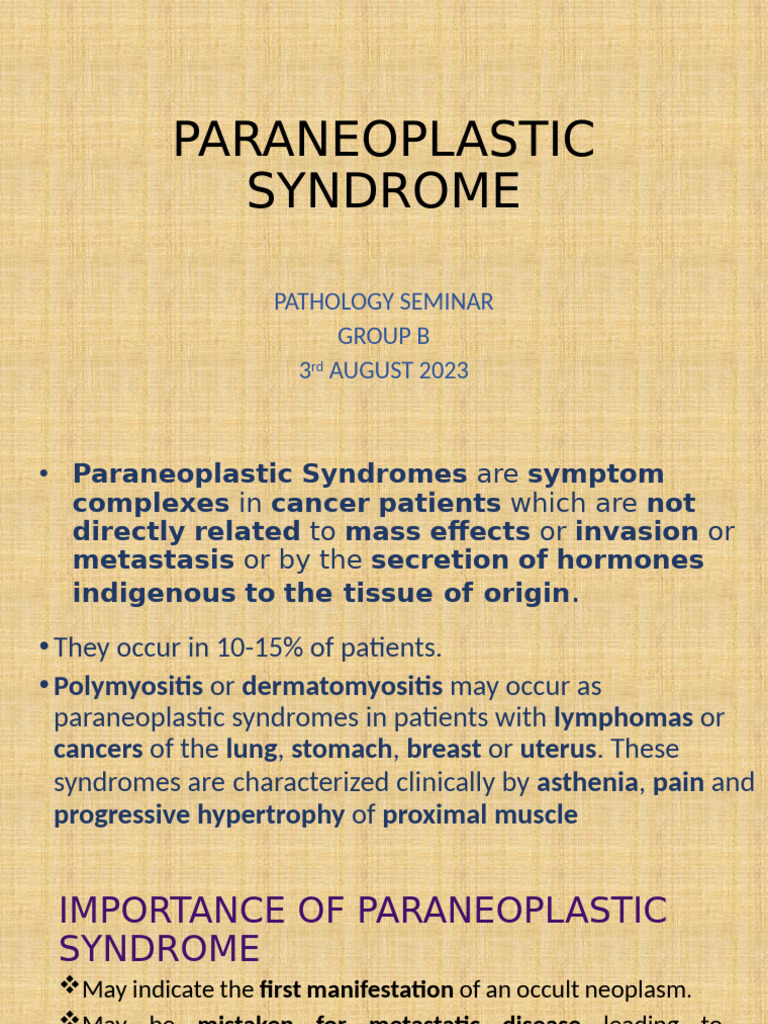 Overview of Paraneoplastic Syndromes | PDF | Lung Cancer | Neoplasms