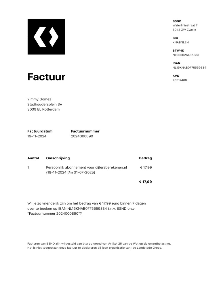 Factuur: Factuurdatum Factuurnummer | PDF