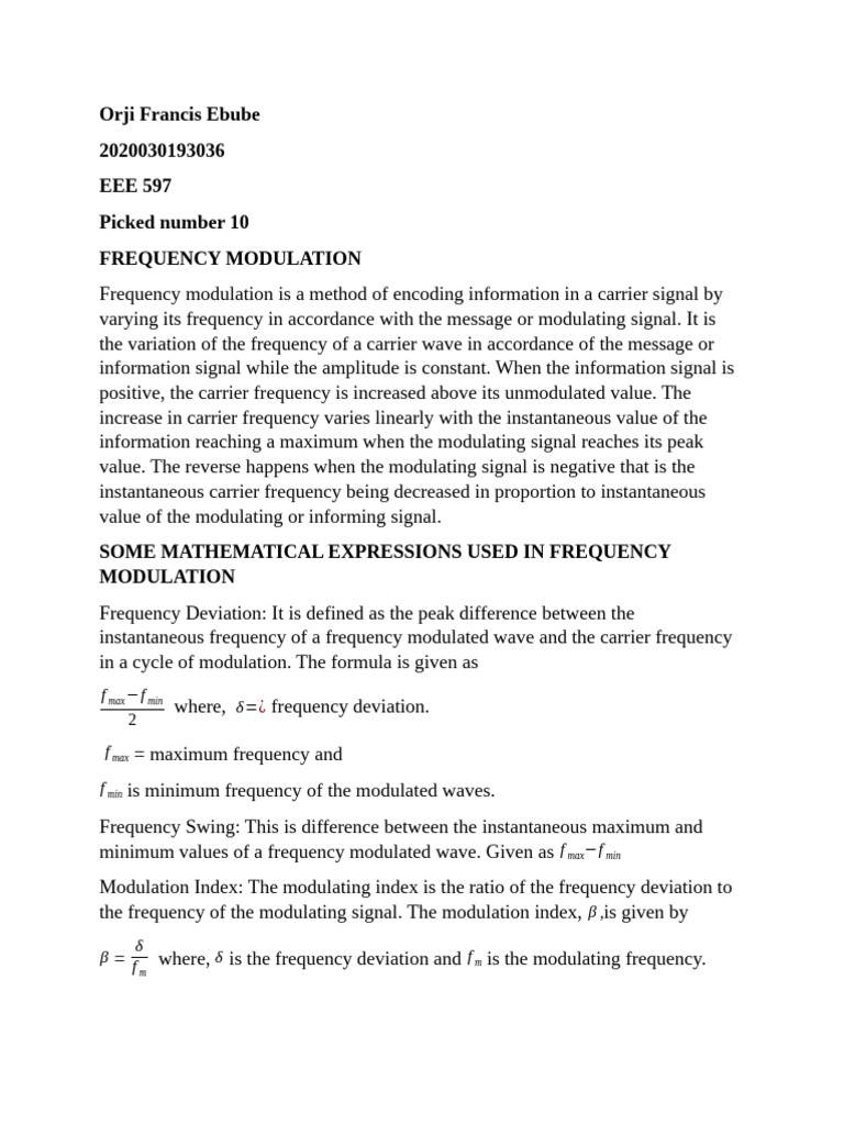 Introduction Frequency Modulation 10 | PDF