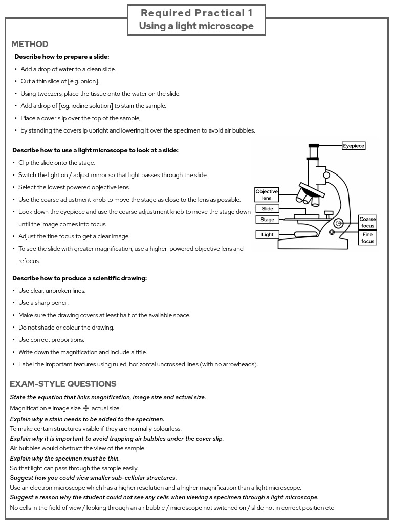 AQA GCSE Biology Triple Science Required Practical Revision Sheets | PDF | Bacteria | Mental ...