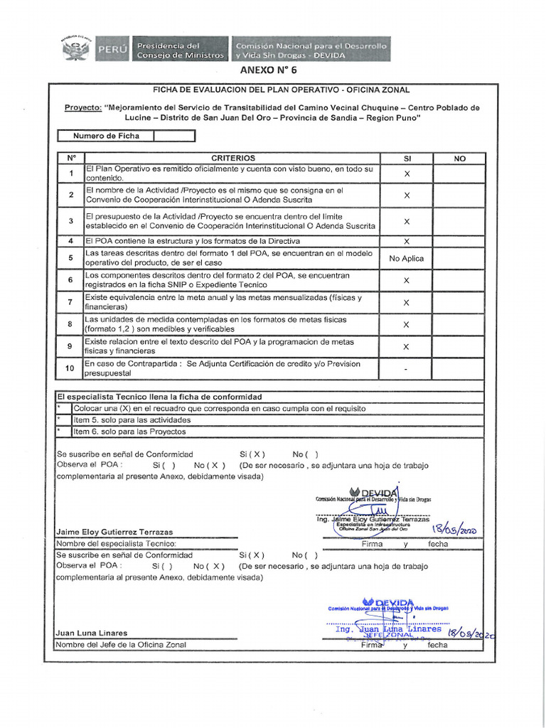 Conformidad Al POA Reprogramado de Saldo de Balance 2019 de La ...