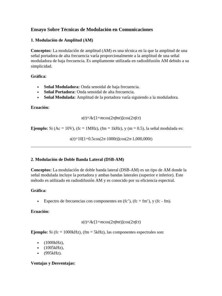 Ensayo Sobre Técnicas de Modulación en Comunicaciones | PDF | Modulación de frecuencia | Modulación