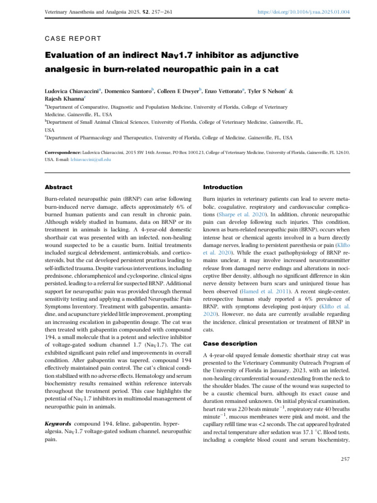 NaV1.7 Inhibitor for Feline Pain Relief | PDF | Pain | Peripheral ...