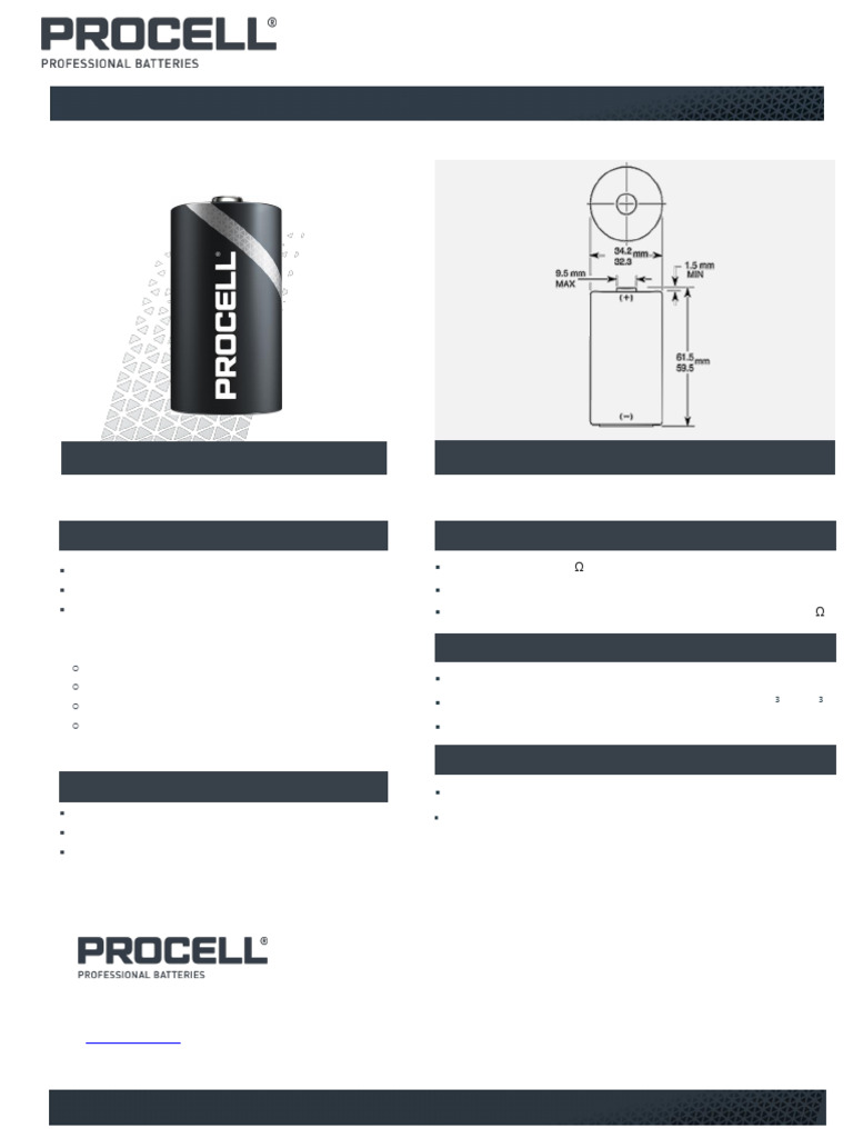 Duracell D Battery Specifications | PDF | Electricity | Electromagnetism