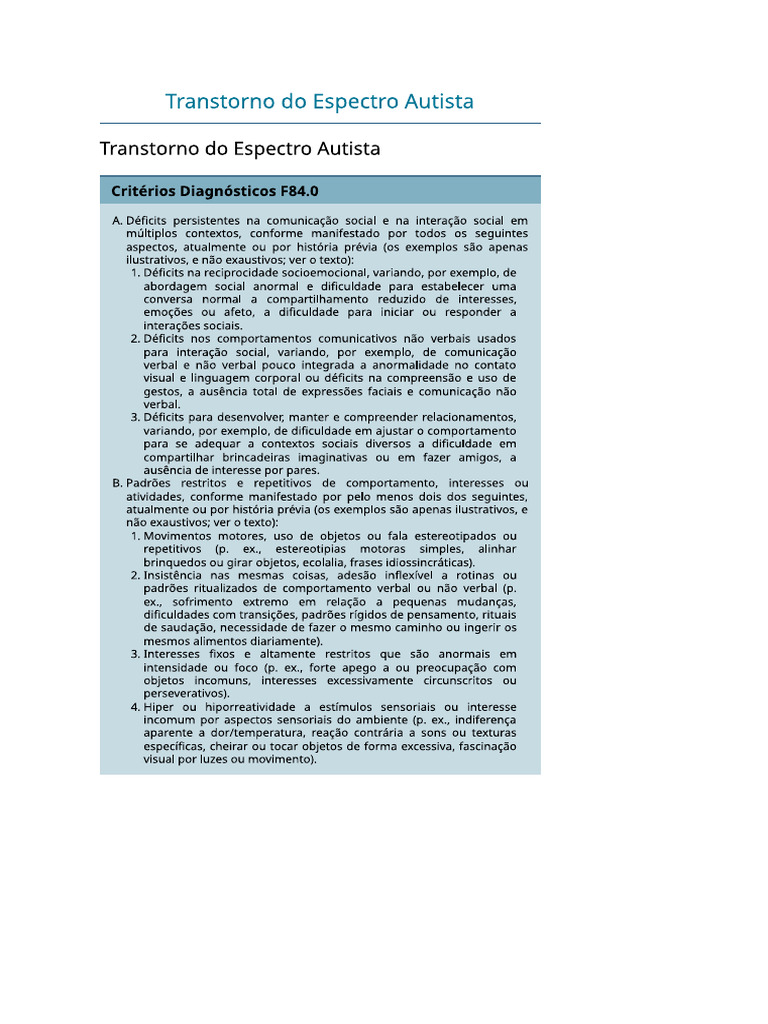 Transtorno Do Espectro Autista | PDF