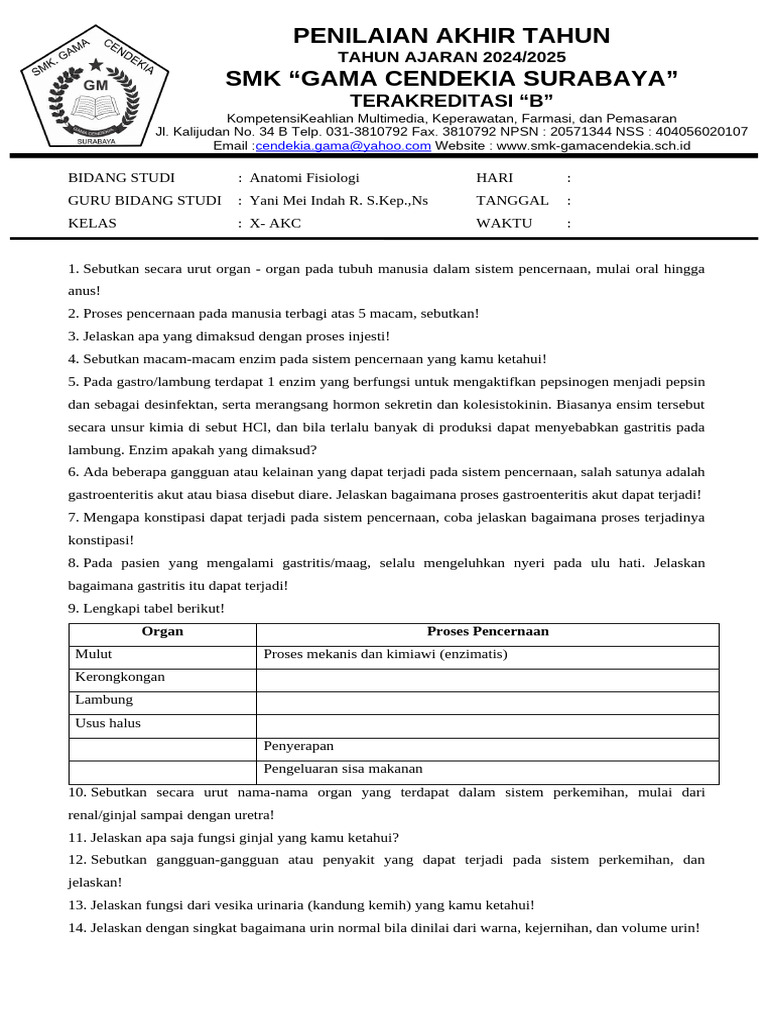 Anfis Bu Mei Pat Genap 24-25 | PDF