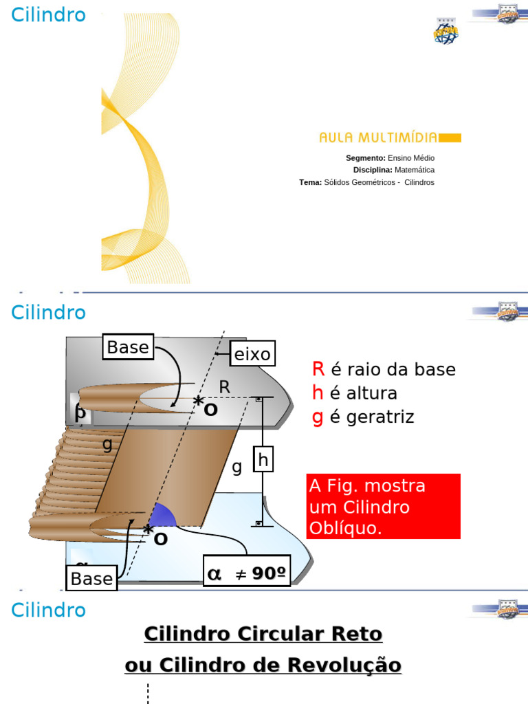 Geometria do Cilindro: Definições e Cálculos | PDF | Geometria ...