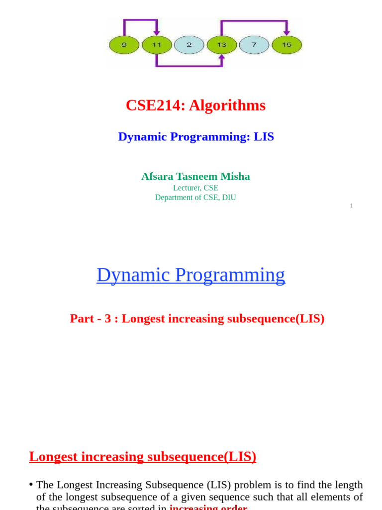 Lecture-13 - DP-Longest Increasing Subsequance - LIS | PDF | Algorithms And Data Structures ...