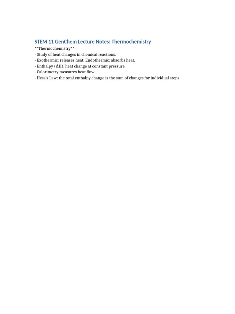 STEM11 GenChem 6 Thermochemistry | PDF