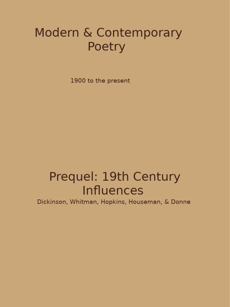 Modern & Contemporary Poetry: 1900 To The Present | PDF