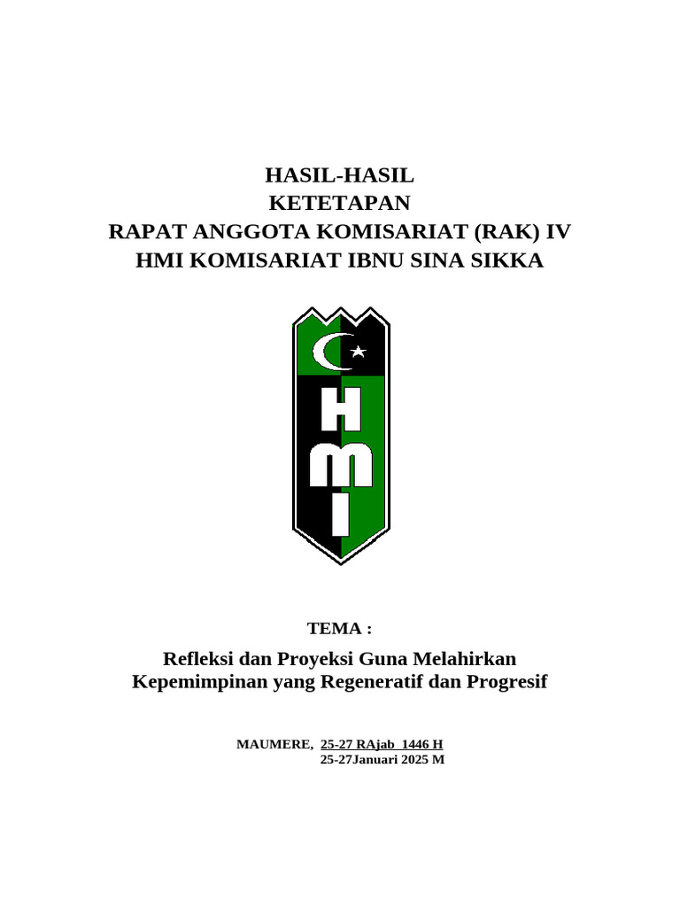 Ketetapan RAK IV HMI Ibnu Sina Sikka | PDF