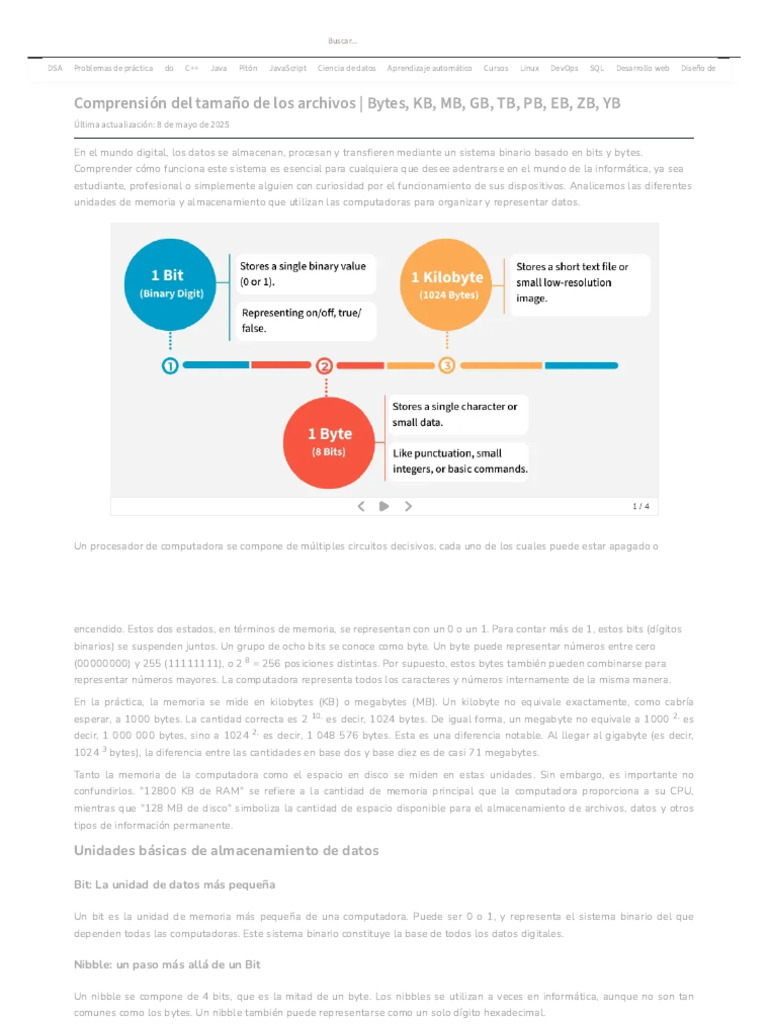 Comprensión Del Tamaño de Los Archivos - Bytes, KB, MB, GB, TB, PB, EB ...