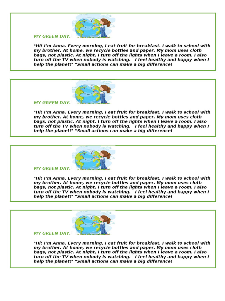 My Green Day Worksheet 4 Junio 1ro. A-B | PDF