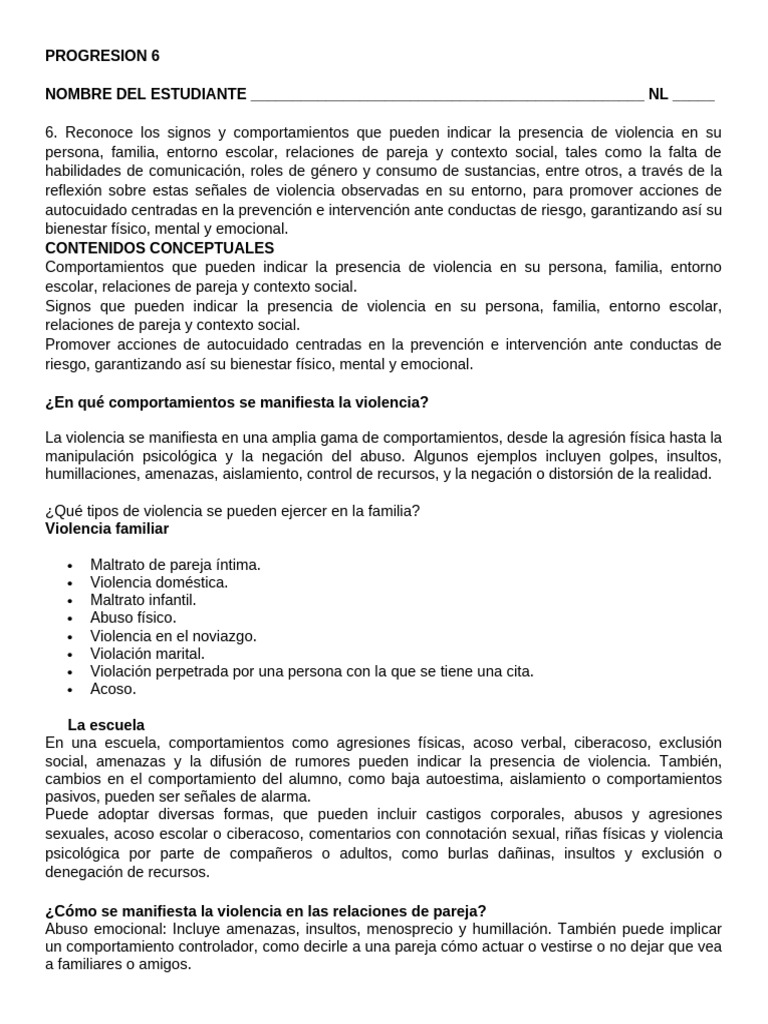 Progresion 6 | PDF | Violencia | Violencia doméstica