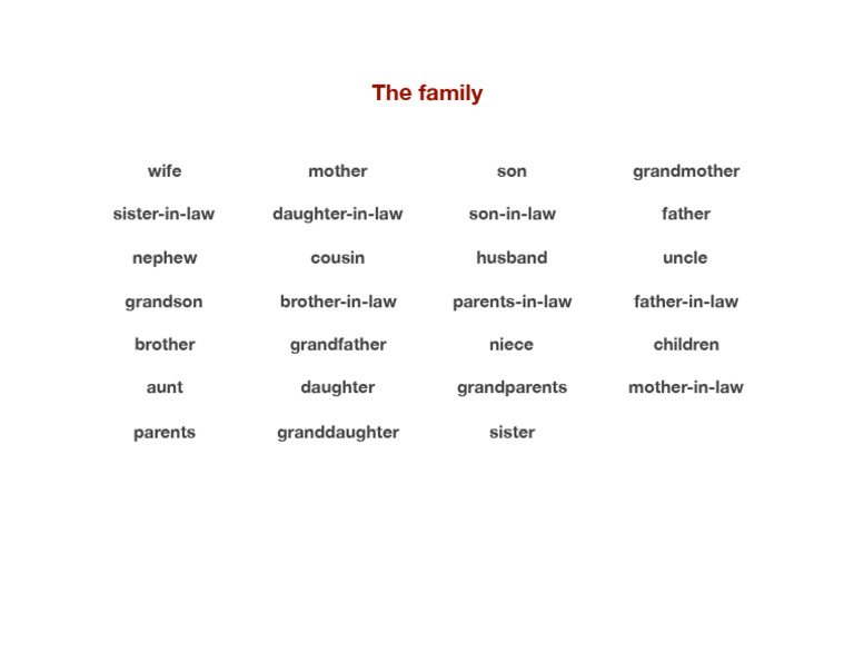 Family Vocabulary for Kids | PDF
