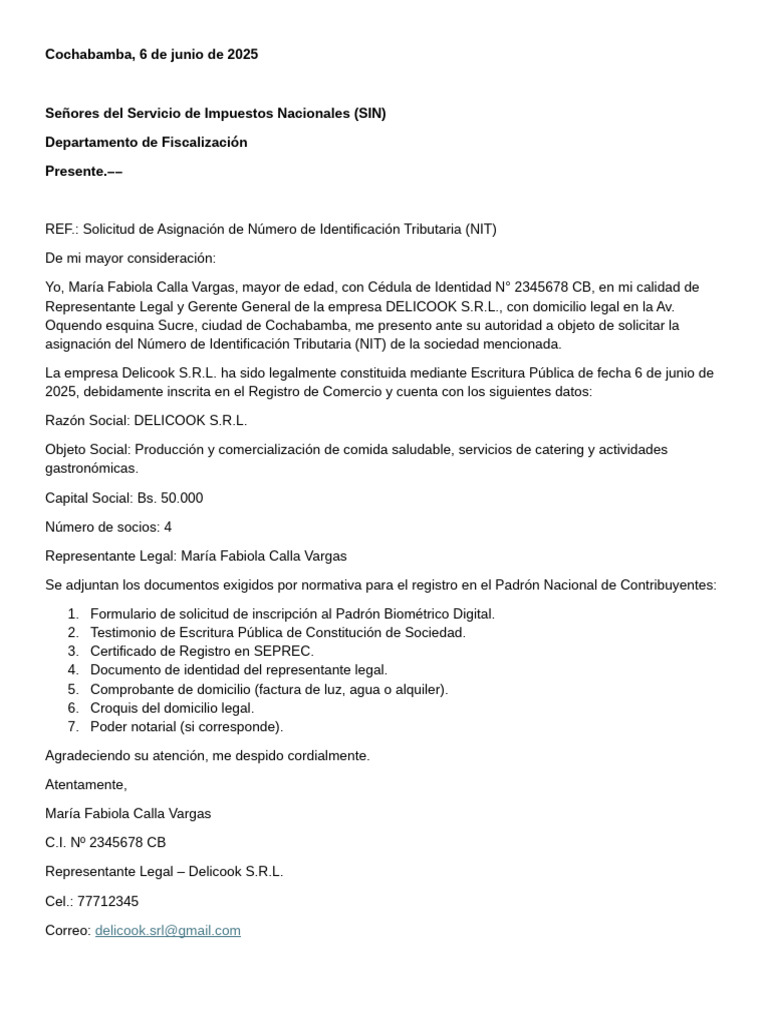 Carta para NIT | PDF