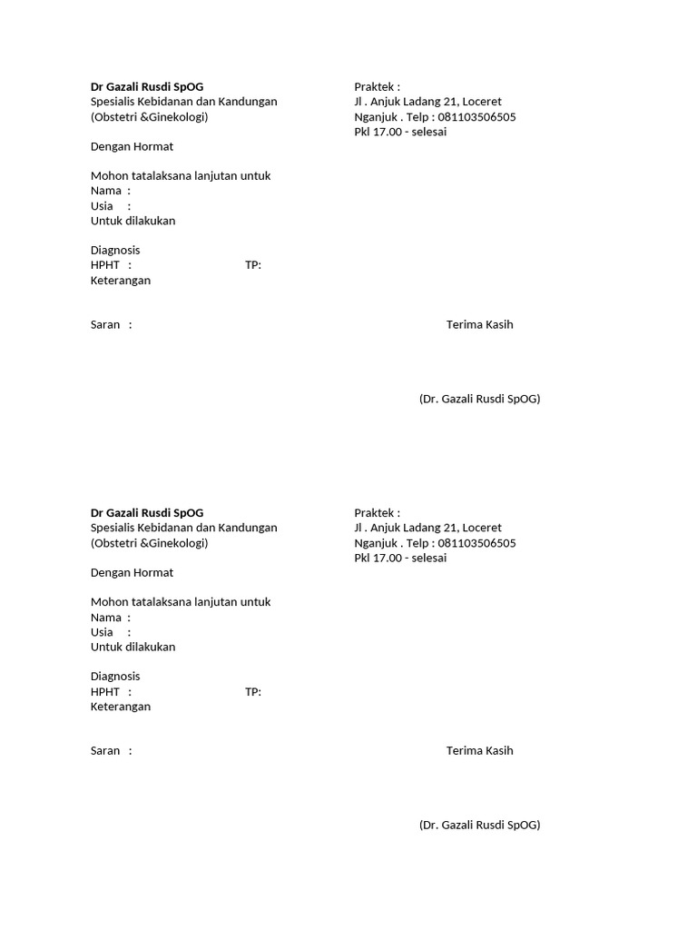 Rujukan Dan Hasil Usg | PDF