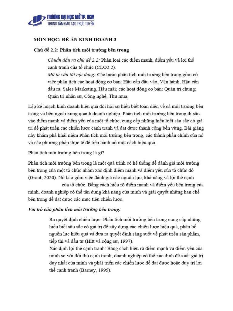 DAKD-C2-CD2.2 Phân Tích Môi Trư NG Bên Trong - Script | PDF