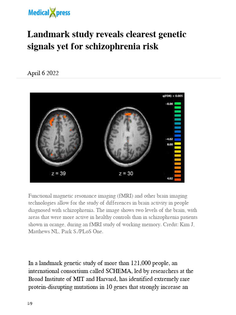 2022 04 Landmark Reveals Clearest Genetic Schizophrenia | PDF ...