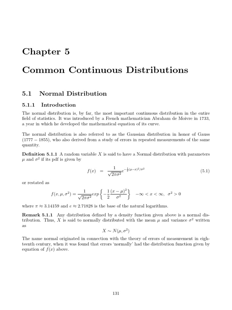 EPS - Chapter - 5 - Continuous Distributions - JNN - OK | PDF | Normal Distribution ...