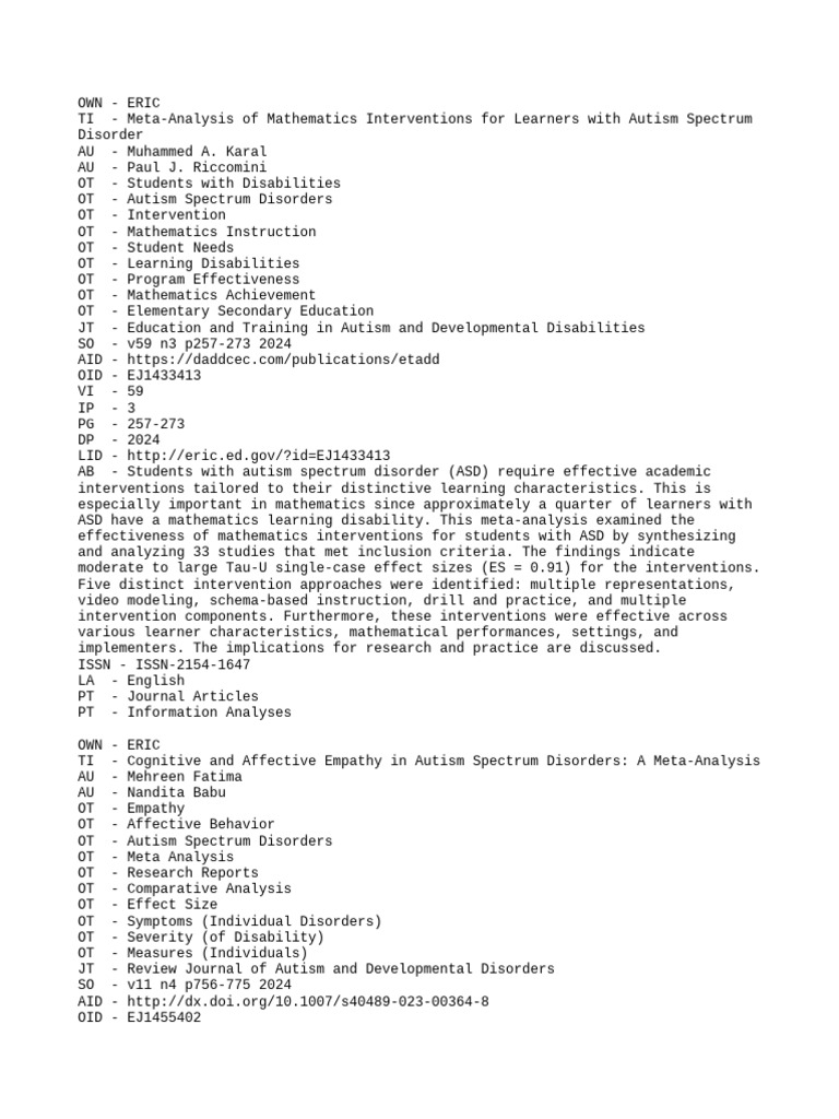 ERIC2025-04-06 - 14 37 00 Nbib | PDF | Autism | Empathy