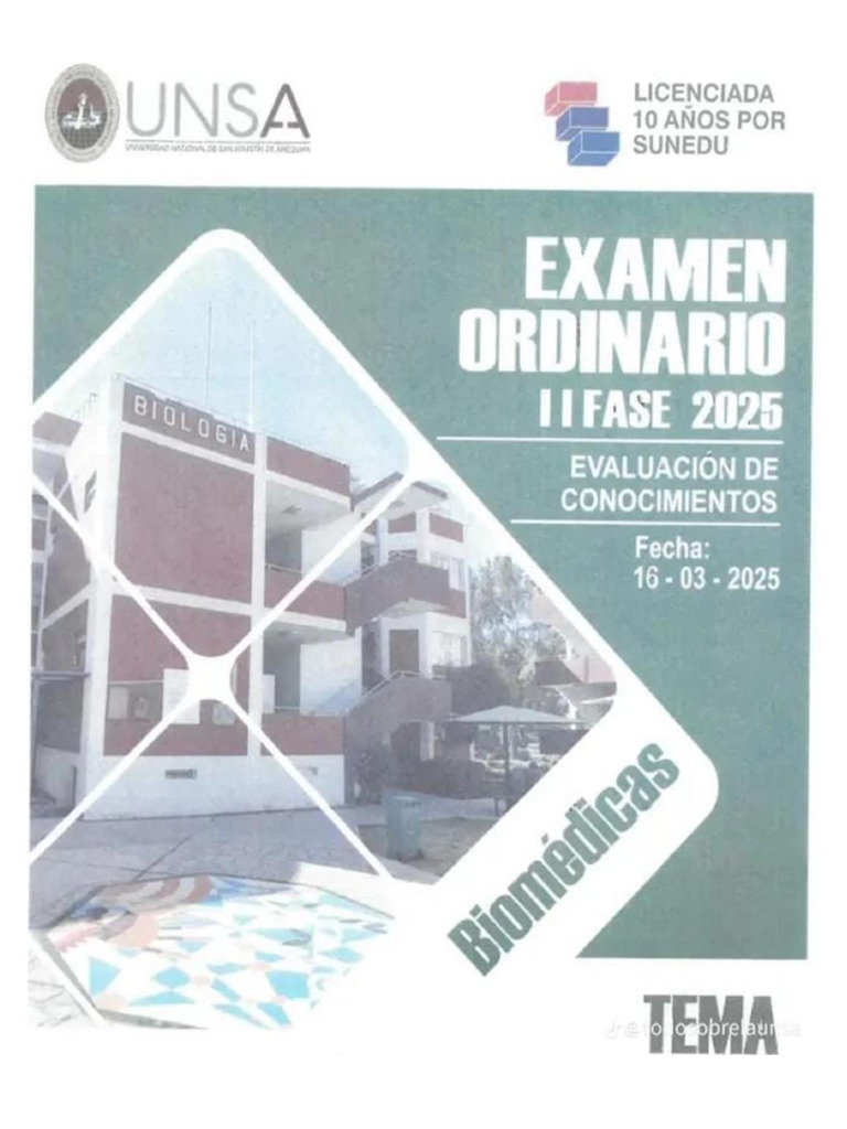 Examen de Unsa Biomedicas | PDF
