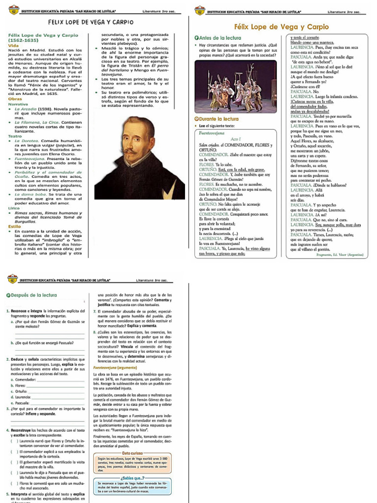 Ficha 3ro Lope de Vega Sil | PDF