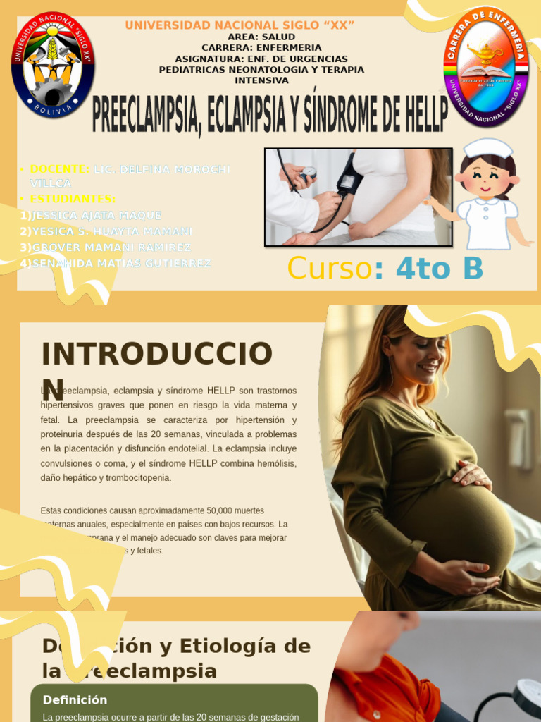Preeclampsia, Eclampsia y Hellp Grupo 6 | PDF | El embarazo | Medicina