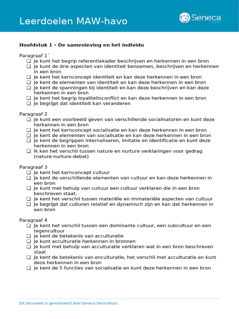 Leerdoelen MAW Havo | PDF