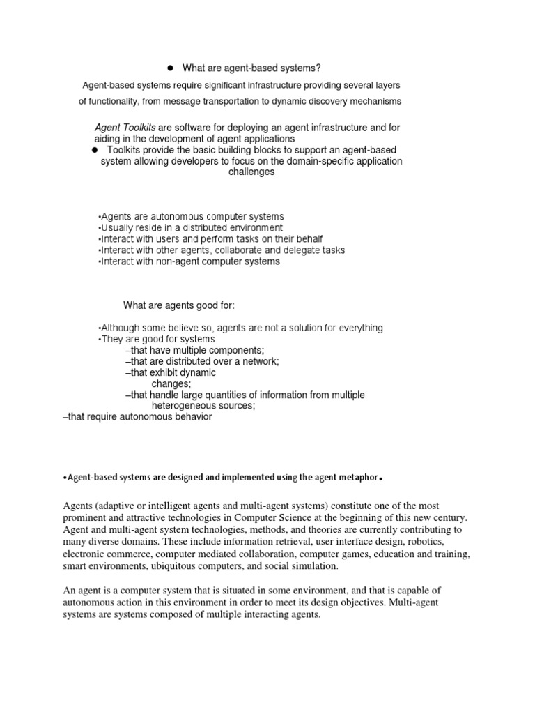 Agent Toolkits Are Software For Deploying An Agent Infrastructure and For | PDF | Agent Based ...