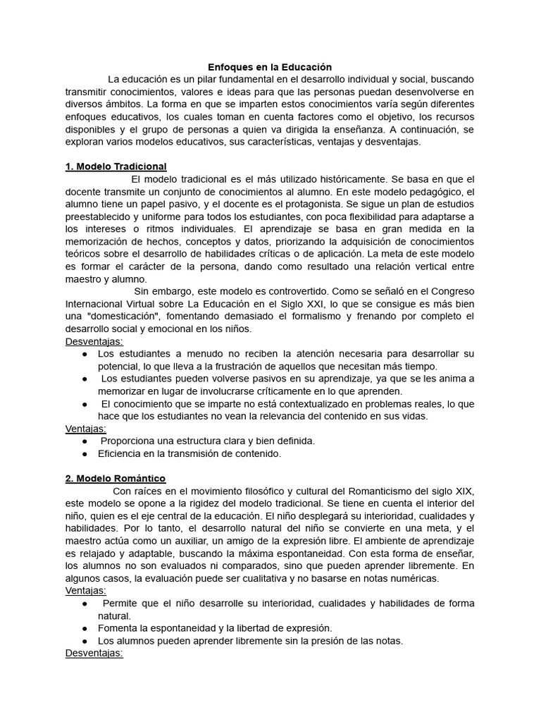 Enfoques Educativos (Completo) | PDF | Aprendizaje | Sociedad