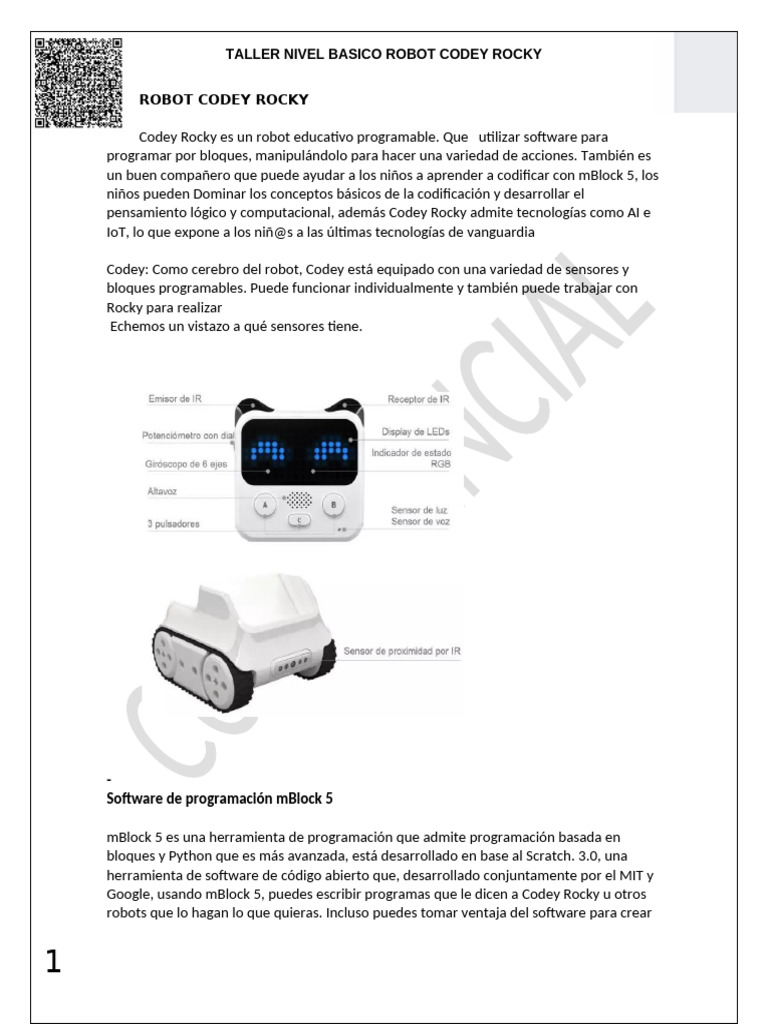 Taller Nivel Basico Robot Codey Rocky | PDF