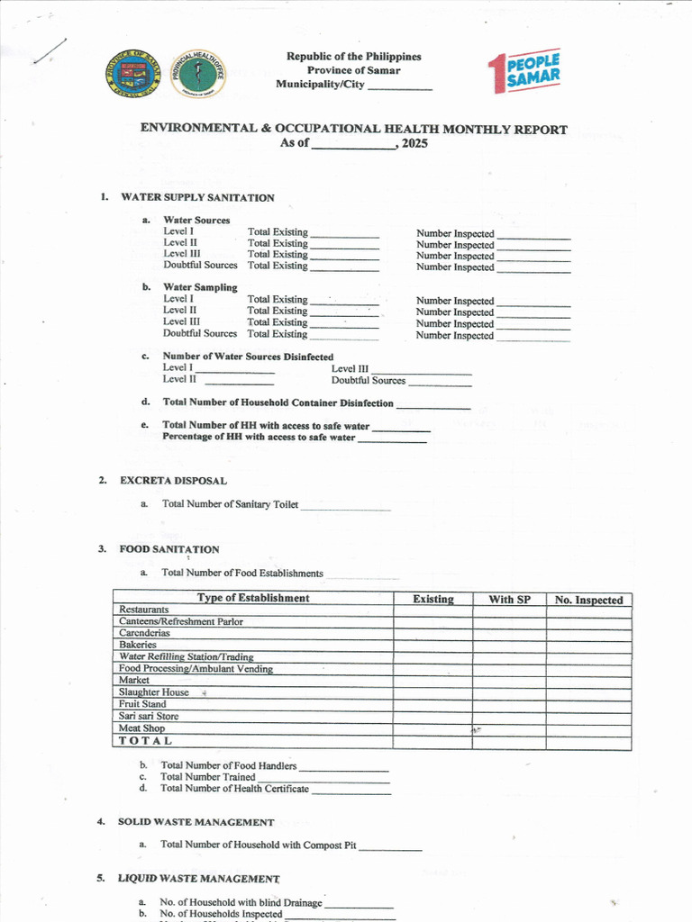 Environmental Occupational Health Monthly Report 2025 000268 | PDF