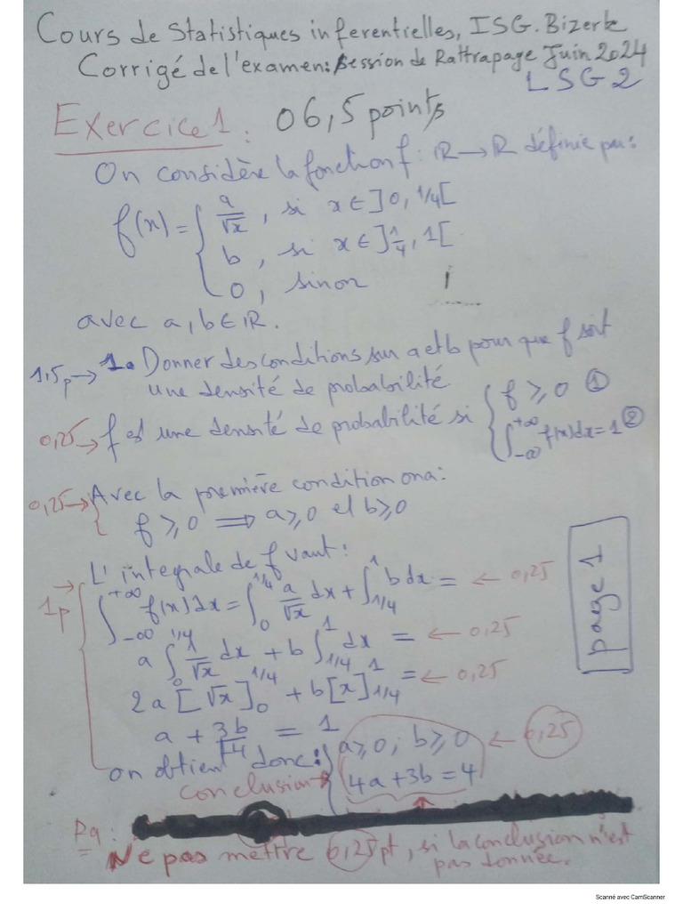 Corrigé - Exam - Stat Inf - SR - Juin2024 | PDF
