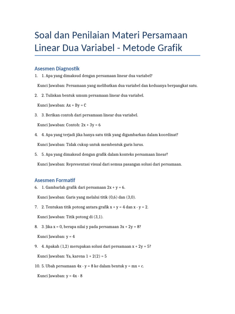 Grafik Persamaan Linear Dua Variabel | PDF