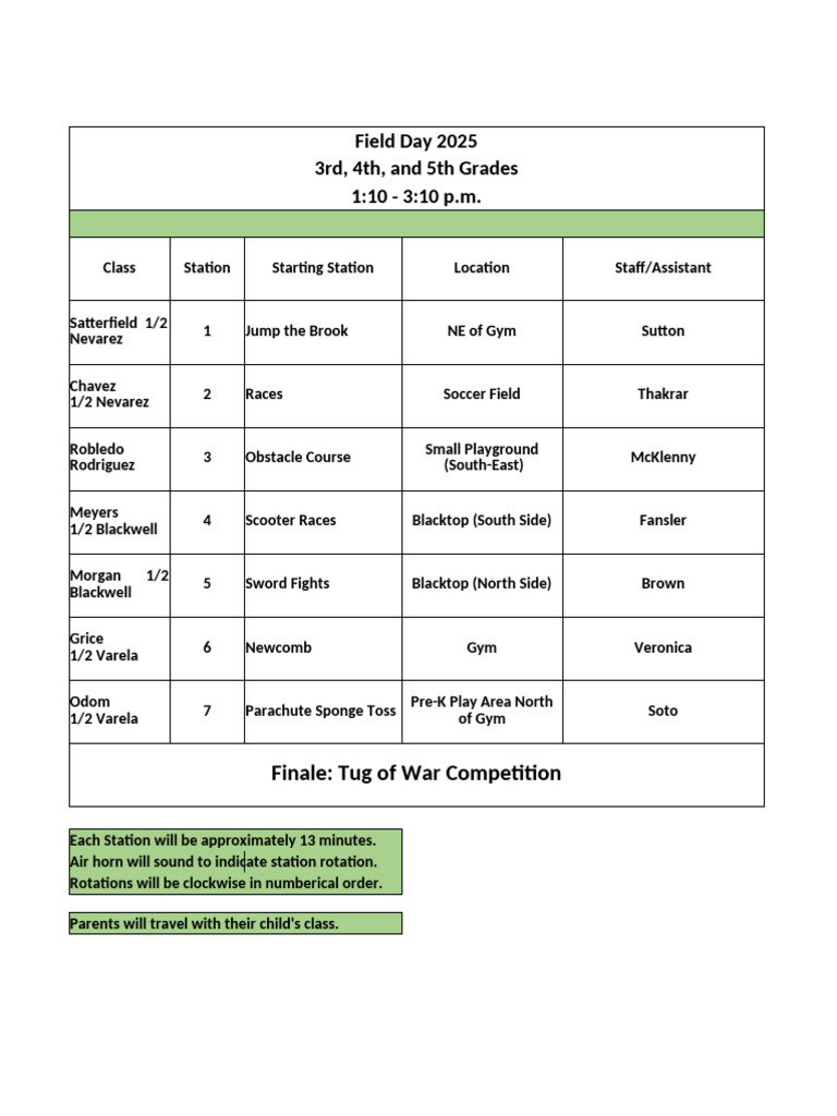 2025 Field Day 3rd, 4th, & 5th Grade | PDF