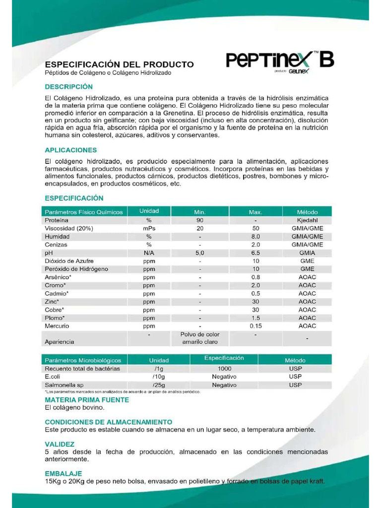 Tds Colageno Gelnex | PDF