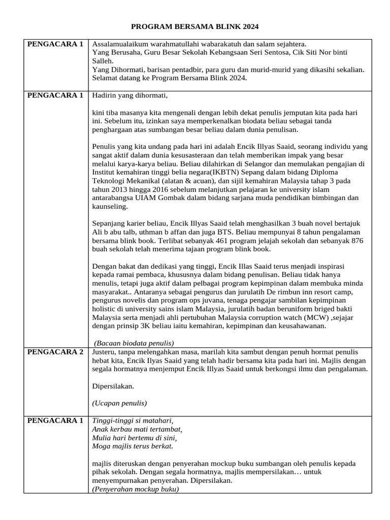 Program Bersama Blink 2024 | PDF