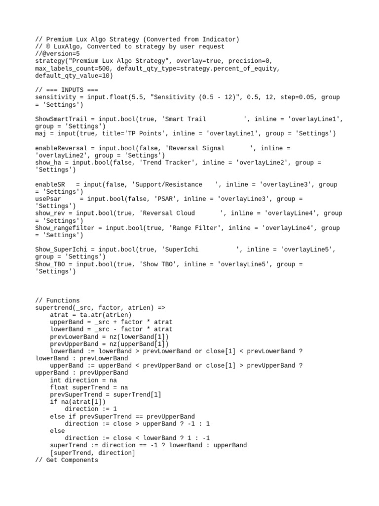 Premium Lux Algo Strategy | PDF | Standard Deviation | Computer Engineering