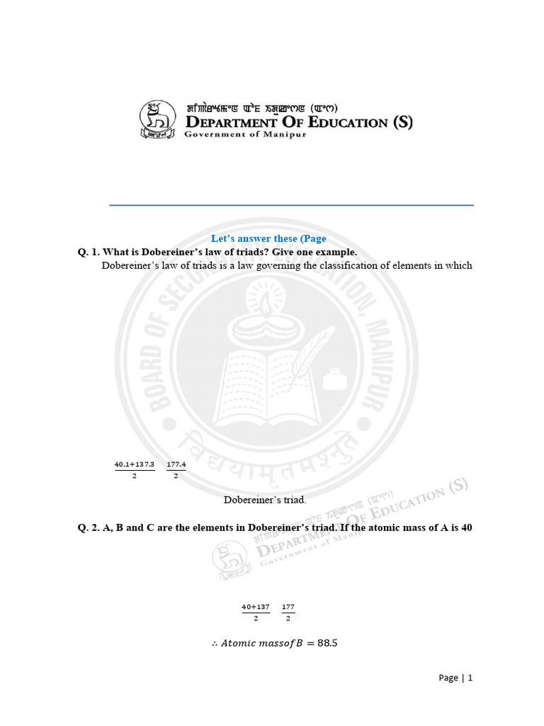 Chapter 1 Periodic Classification of Elements | PDF | Periodic Table | Ion