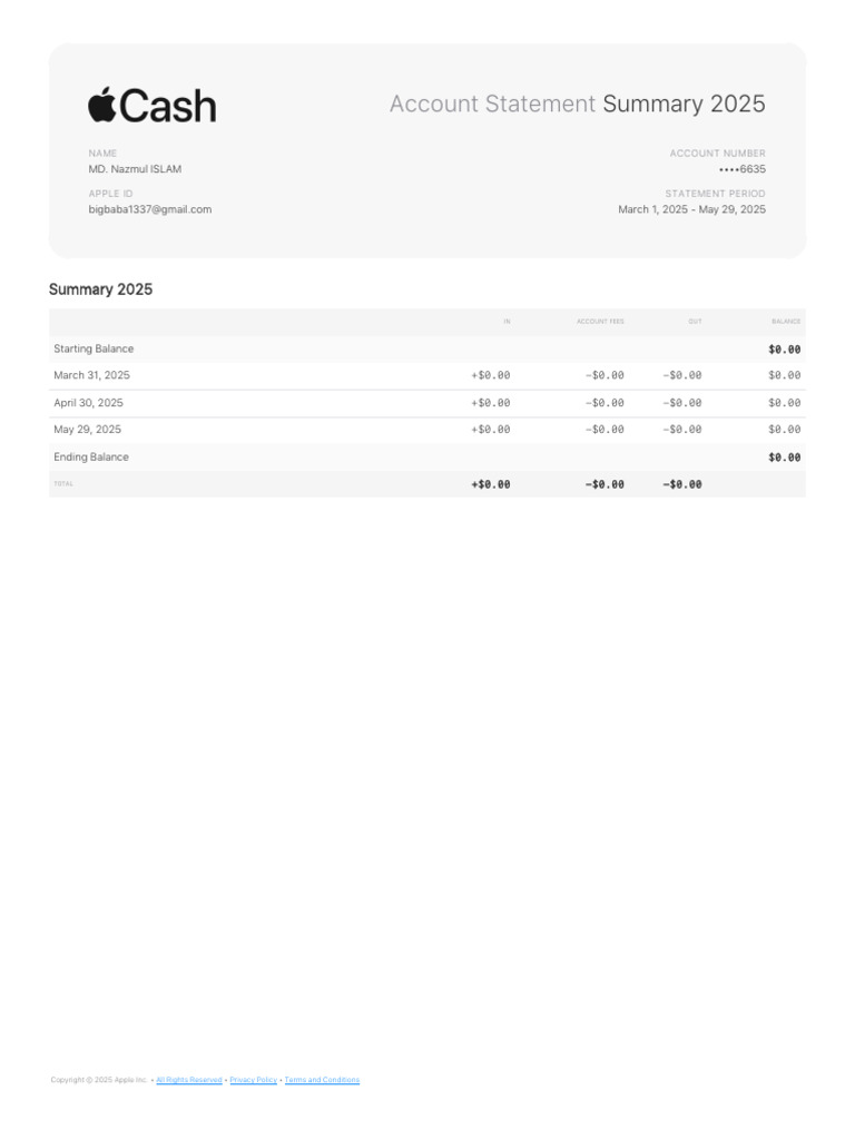 Apple Cash Statement | PDF | Payments | Money