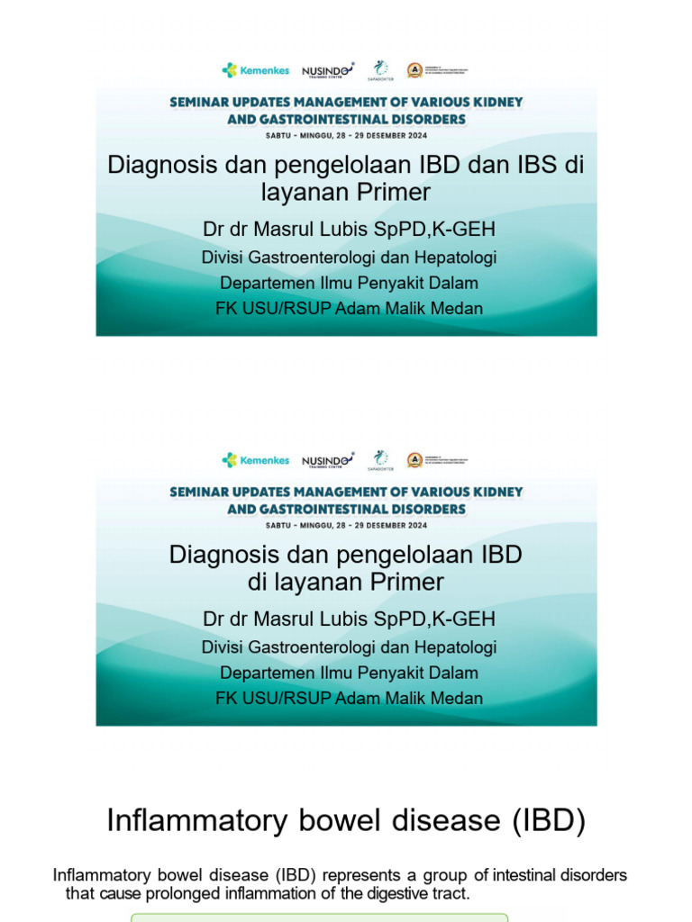 PresentasiIBD Dan IBS - PPTX (Aktual) | PDF | Irritable Bowel Syndrome | Inflammatory Bowel Disease