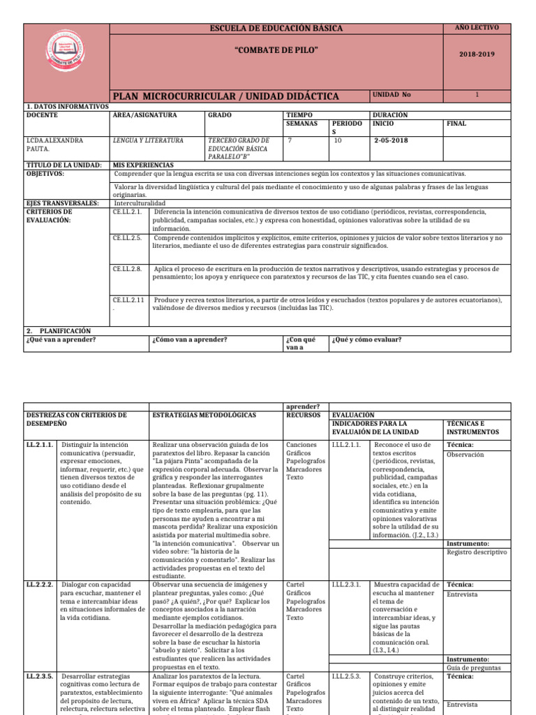 Pud Tercer Año Bloque Uno | PDF | Educación primaria | Aprendizaje