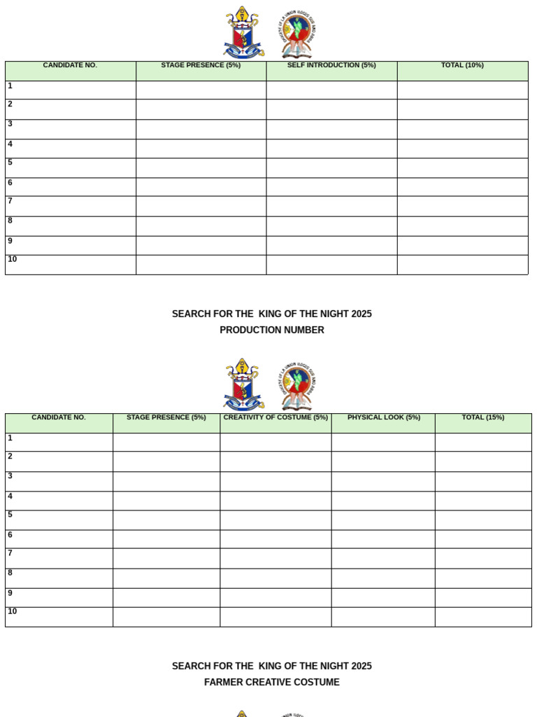 Judging Sheets | PDF