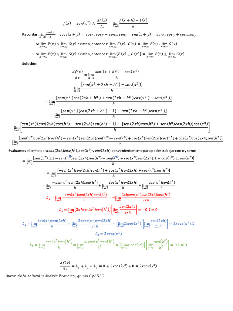Demostración Del Una Derivada Por Definición | PDF