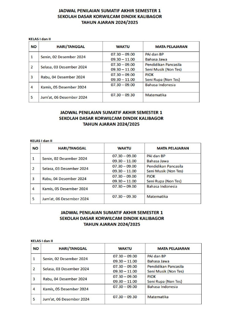 jadwal sumatif | PDF
