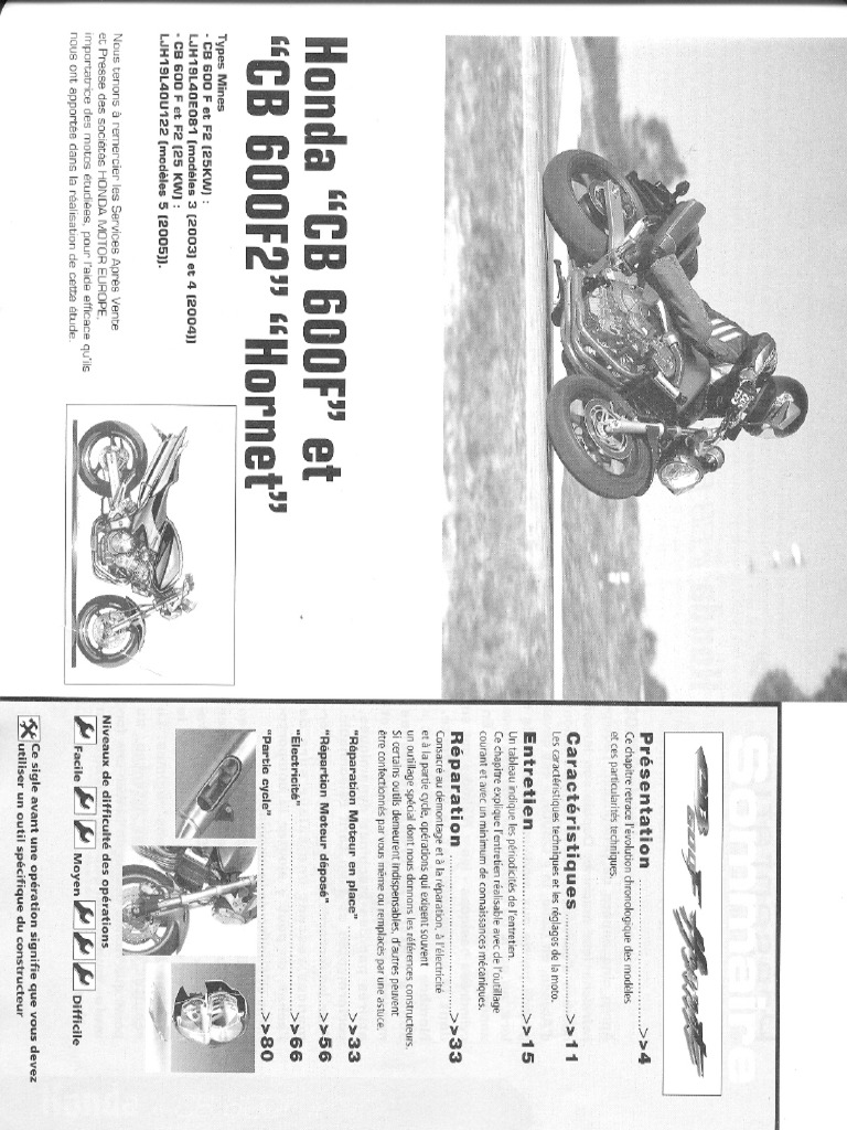 RTM cb600 F Hornet 2003 2006 | PDF