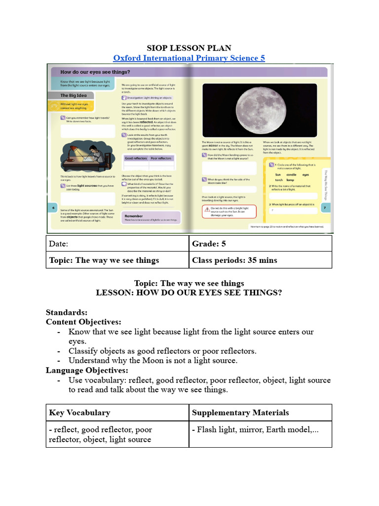Understanding Light and Reflection in Science | PDF | Moon | Human ...