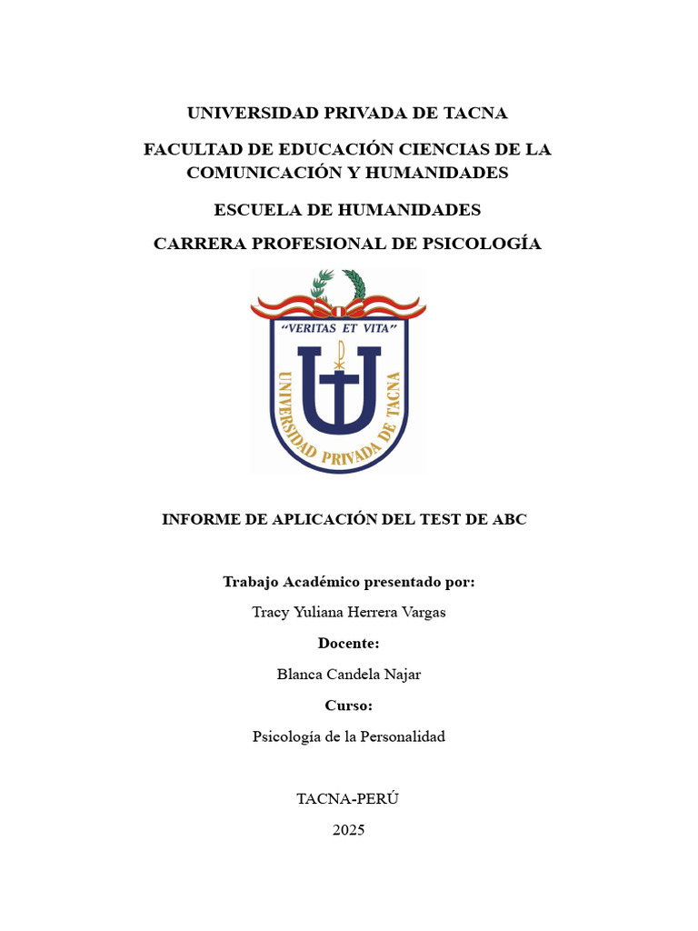 Informe del Test de ABC en Psicología Infantil | PDF | Memoria | Sicología