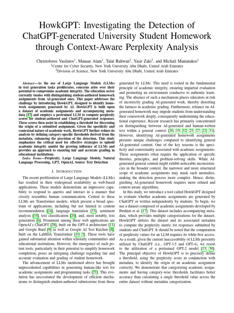 HowkGPT Investigating The Detection of ChatGPT | PDF | Information Science | Computing
